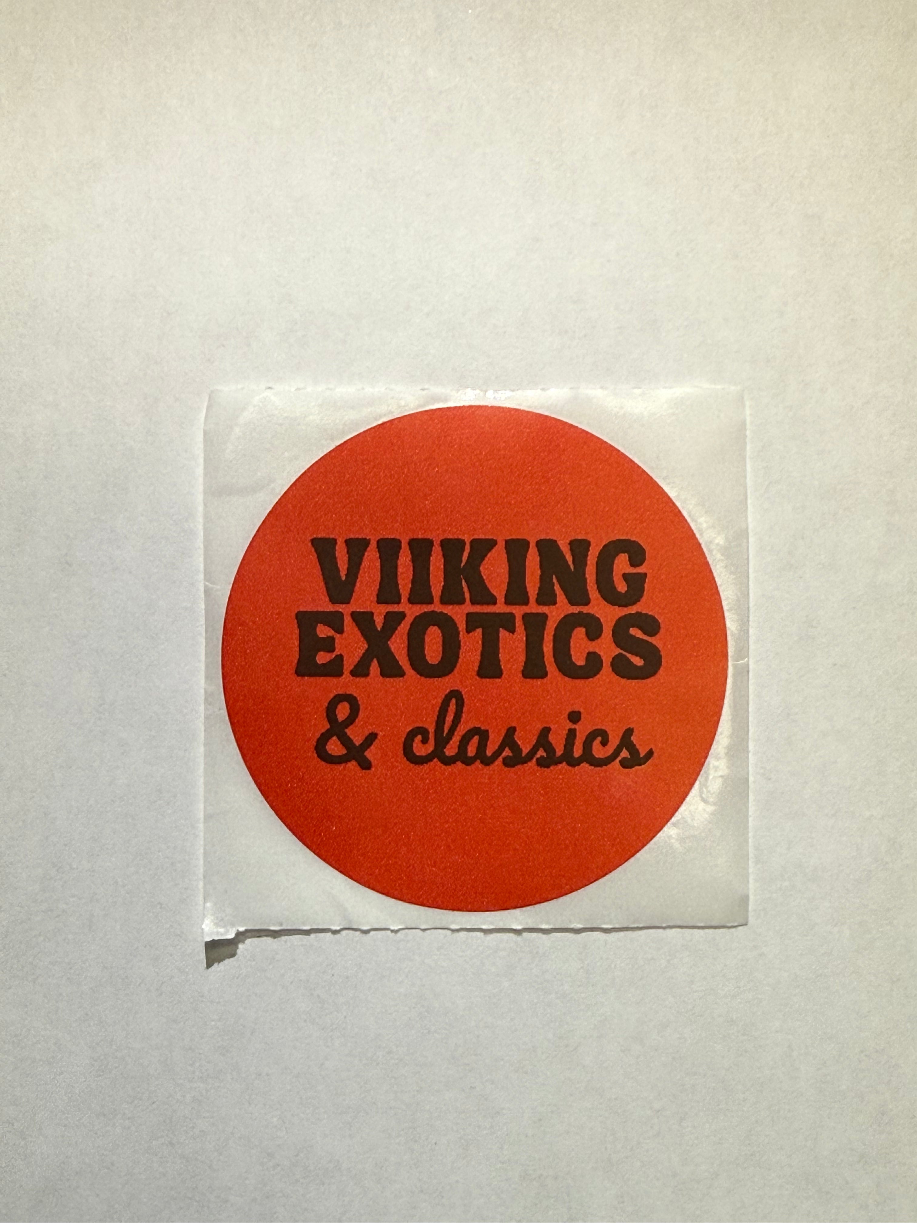 VEC red round sticker – Viking Exotics & Classics Merch
